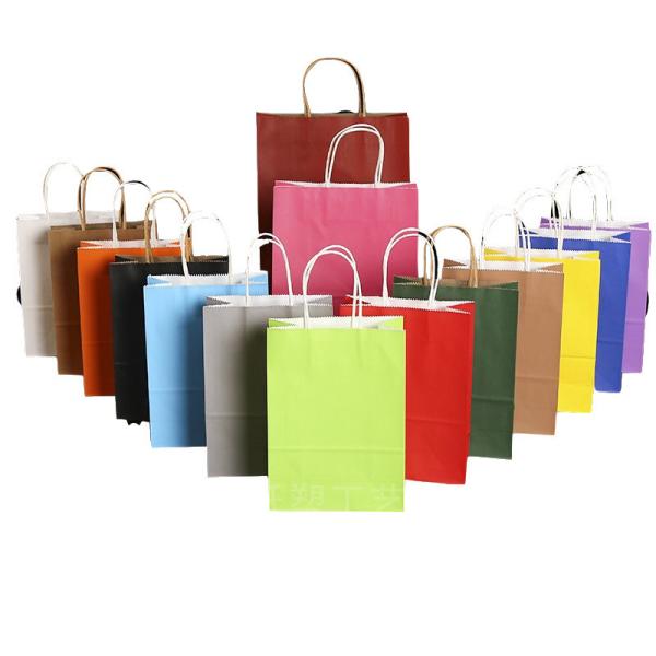 Quality Industrial Surface Packaging Kraft Paper Gift Bag with Handle Customized Logo Printing for sale