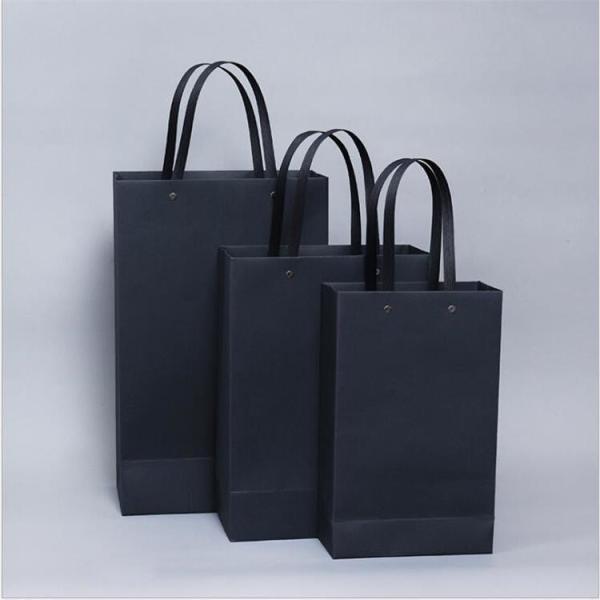 Quality Customized Logo Black Luxury Shopping Gift Paper Bag With Handle with Flexo for sale