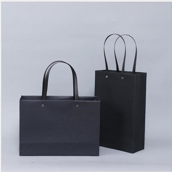 Quality Customized Logo Black Luxury Shopping Gift Paper Bag With Handle with Flexo for sale