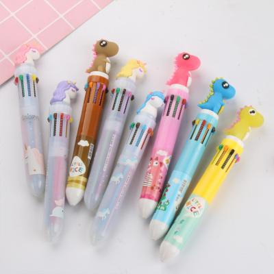 China Office School Rode Ink 6 Kleur Ballpoint Pen Cartoon Design Creatieve Hand Account Pen Te koop