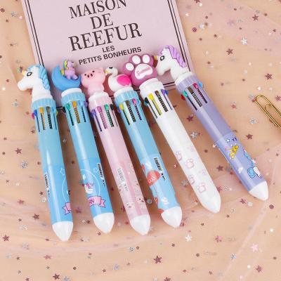 China Office School Rode Ink 6 Kleur Ballpoint Pen Cartoon Design Creatieve Hand Account Pen Te koop