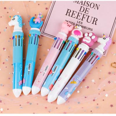 China Office School Rode Ink 6 Kleur Ballpoint Pen Cartoon Design Creatieve Hand Account Pen Te koop