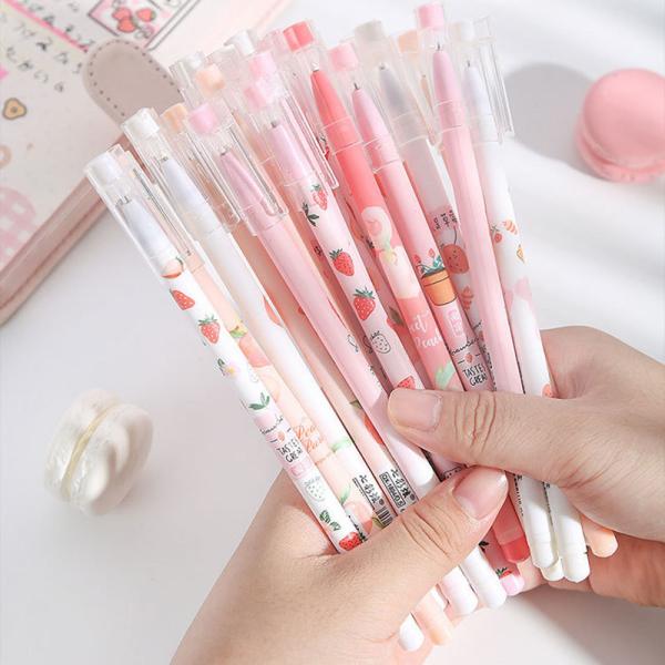 Quality 12pcs/box Cute Fruit Gel Pen Set for Student Writing 0.5mm Writing Width Novelty for sale