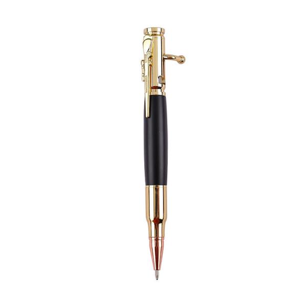 Quality OEM Printing Ball Point Ballpoint Bolt Action Metal Bullet Gun Pen With 1.0mm Writing Width for sale