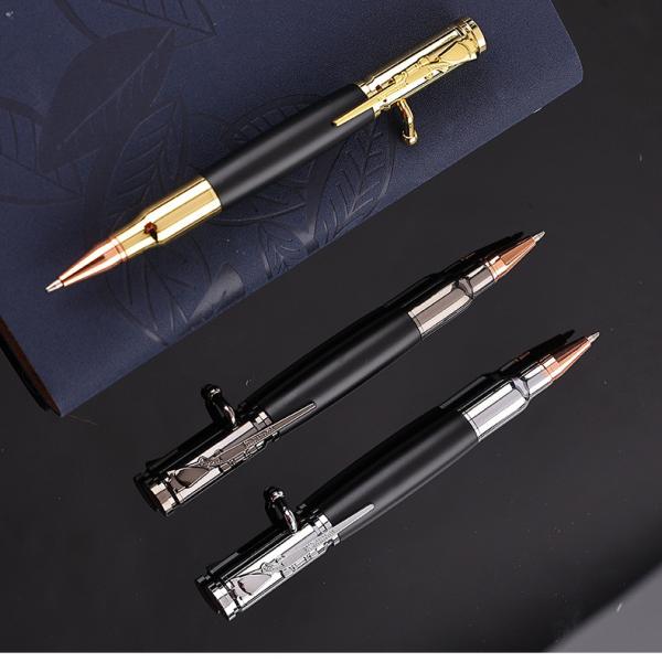 Quality OEM Printing Ball Point Ballpoint Bolt Action Metal Bullet Gun Pen With 1.0mm for sale