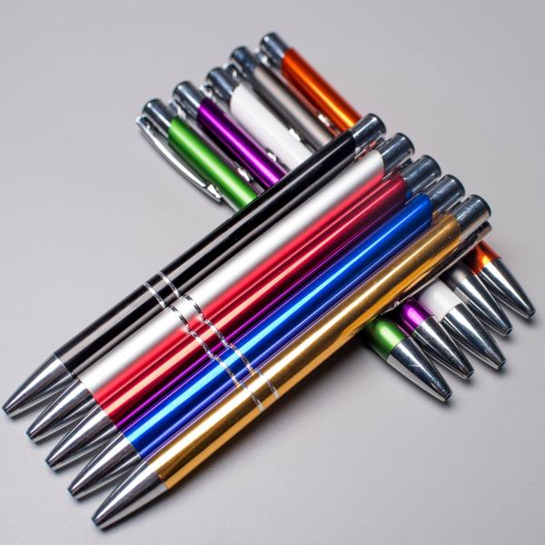 Quality Customization Logo Plastic Office And School Supplies Colorful Metal Ballpoint for sale