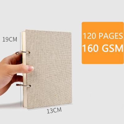 Cina Retro Spiral Sketchbook Linen Hardcover 120 Pagine 160 Gsm Notebook ricaricabile per disegni d'arte in vendita