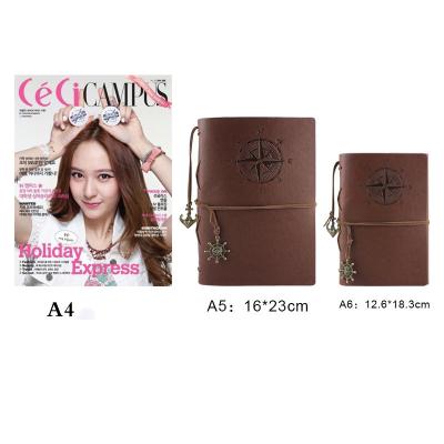 Cina Copertina in pelle imitazione A5 A6 Brown Kraft Notebook con pianificatore giornaliero settimanale mensile in vendita