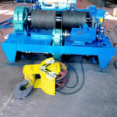 China 5 ton material pulling wire rope winch for crane with double hook for sale