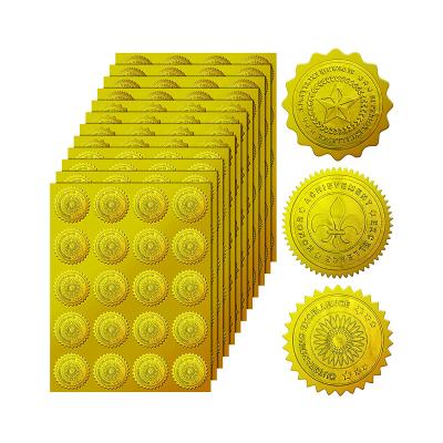 China Gold Metallic Certificate Sealing Labels Awards Legal Embossing Stickers Craft for sale