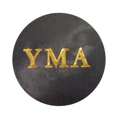 China Black Circle Round Logo Vinyl Adhesive Waterproof Sticker Label Gold Blocking for sale