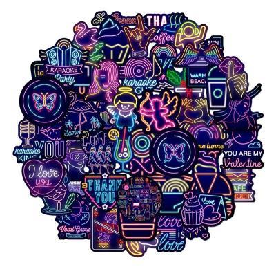 China Gepersonaliseerde Neon PVC Kiss Cut Stickers Decals voor thuisbagage Te koop