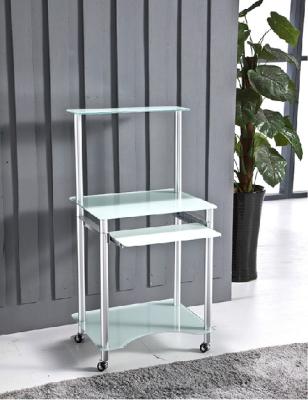 China Custom Tempered Modern Glass Computer Desk For Small Spaces , 38mm Steel Tube DX-G015 for sale