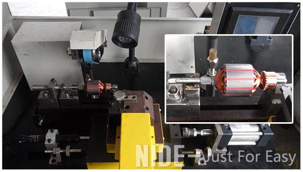 armature commutator skimmer and turning machine