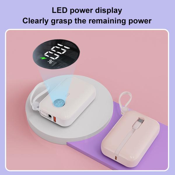 PD22.5W Universal Power Bank Fast Charging With Built In PD20W Type C Cable