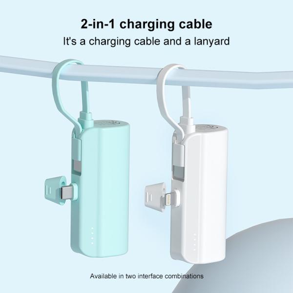 Quality White Tail Plug Power Bank Portable Charger 5V/2.1A Output Universal Compatibili for sale