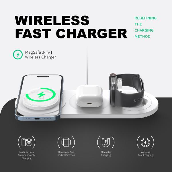 Quality Lightweight 3 In 1 Wireless Charger For IPhone Apple Watch AirPods for sale