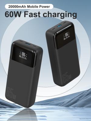 China Banco de energia de 65w preto Banco de energia universal de 20000mah Construído em lanterna à venda