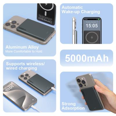 Cina Magnet Power Bank con uscita wireless 5W 7.5W 10W ABS PC Batteria in alluminio legata a Li polimero in vendita