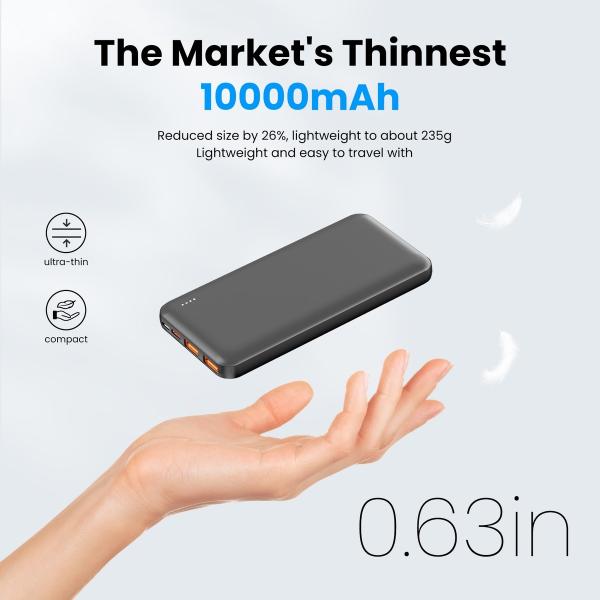 Portable Charger, 1 USB-C Power Bank 10000mAh 1 USB-C Port and 2 USB-A Ports