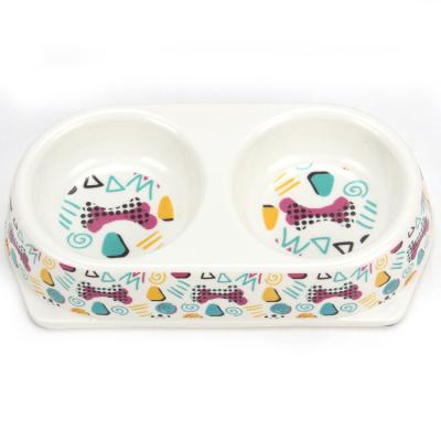 Quality Pet Products Eco Bamboo Fiber Premium Dog Double Bowl for sale