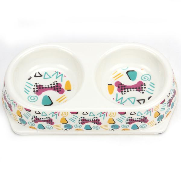 Quality Pet Products Eco Bamboo Fiber Premium Dog Double Bowl for sale