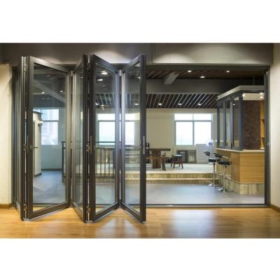 China Porta dupla de alumínio de estilo moderno com estrutura revestida de pó e trilho à prova d'água à venda