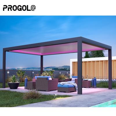 China Sleek Automatic Silver Aluminum Outdoor Garden Pergola for sale