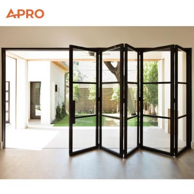 China Portas dobráveis de alumínio de trilhos impermeáveis de altura e baixa largura personalizada alta eficiência energética à venda
