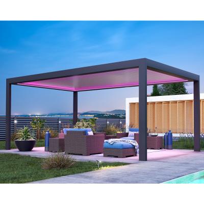 China Upgrade Outdoor Space With Modern Aluminum Pergola Featuring 200mm Blade Size Automatic Open Style for sale