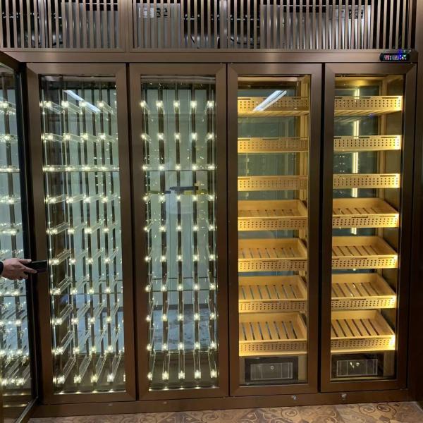 Quality 304 Stainless Steel Cigar Cabinet Villa Humidor Cabinet With LED Constant Temperature And Humidity for sale