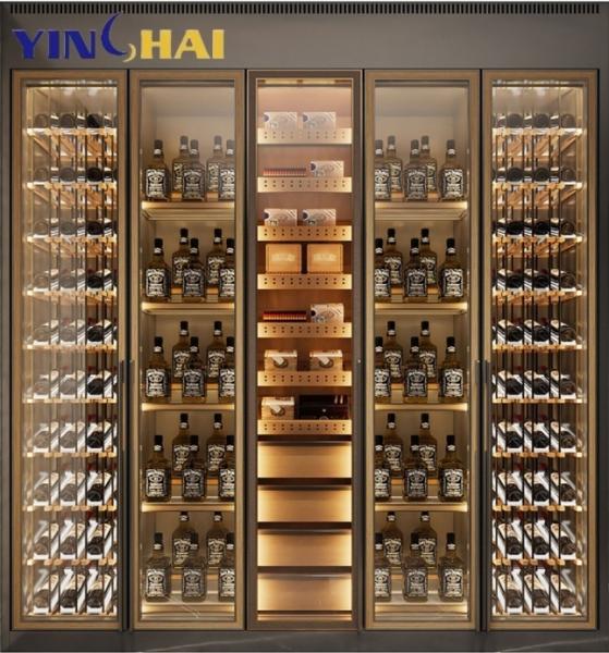 Quality Stainless Steel Living Room Wine Cabinet Customised With Thickened Tempered Glass for sale