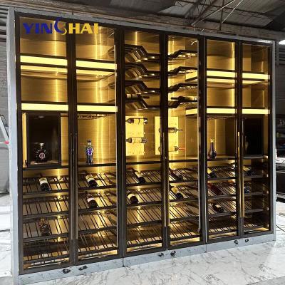 China Commercial Glass Door Whiskey Display Cabinet With Customized Logo And Lights for sale