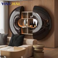 Quality Sea Urchin Modern Wall Mounted Wine Cabinet Stainless Steel And Wood For for sale