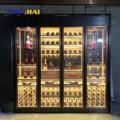 China Modern Stainless Steel Wine Cabinet Luxury Temperature Controlled Wine Glass Display Cabinet for sale