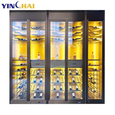 China Oem Freestanding Double Door Wine Fridge Climate Controlled Wine Cabinet for sale