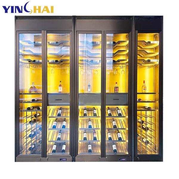 Quality Oem Freestanding Double Door Wine Fridge Climate Controlled Wine Cabinet for sale