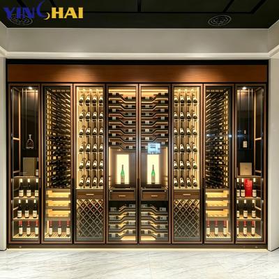 China YINGHAI Home Bar Wine Cabinet with LED Light Glass Door & Multi-Tier Storage for sale