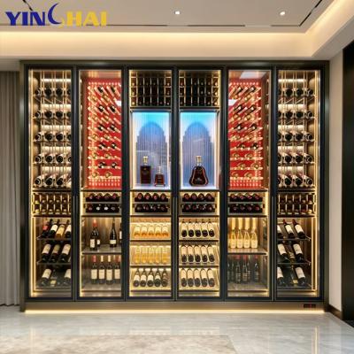 China Luxury Glass Wine Display Cabinet with LED Light for Living Room Home Bar for sale