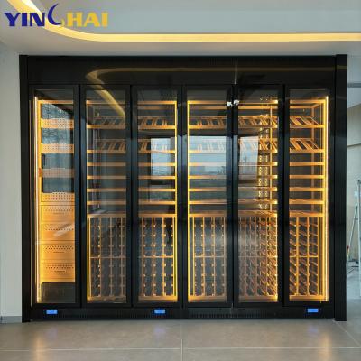 China Luxury LED Wine Display Cabinet Glass Door Freestanding Wine Rack Organizer for sale