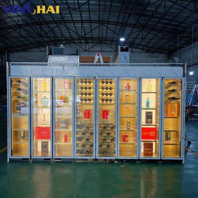 China Luxury Freestanding Wine Cabinet with LED Light Glass Door & Steel Structure for sale