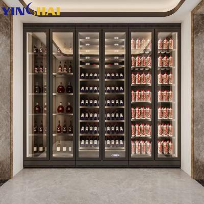China Recessed Installation Wine Cooler Glass Door Dual Zone Storage Unit for sale