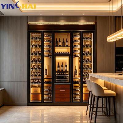 China Built-in Commercial Wine Refrigerator with Drawers LED Glass Door Storage for sale