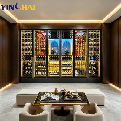 China 6-Door Large Wine Fridge Built-in Wine Cooler Large Capacity LED Glass Door for sale