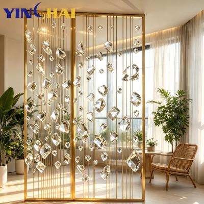 China Custom Stainless Steel Crystal Decor Partition Screen Modern Room Divider for sale