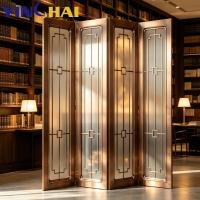 Quality Custom Stainless Steel New Chinese Folding Partition Screen For Cafe Library for sale