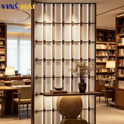 China YINGHAI Custom Stainless Steel Frame Backlit Acrylic Grid Screen Partition for sale