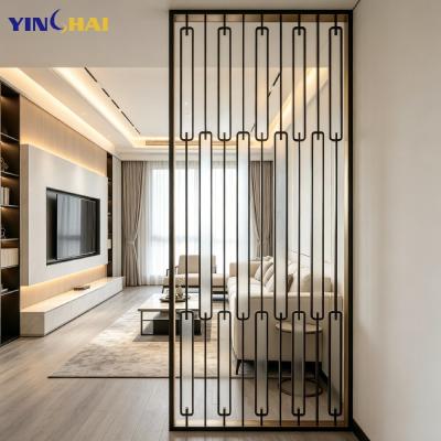 China Custom Stainless Steel Screen Partition Vertical Closed Loop Hollow With Frosted Glass for sale