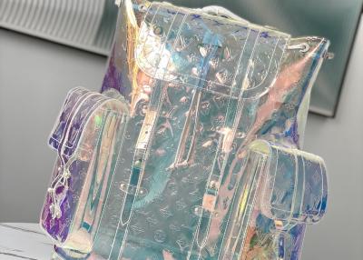 Cina Stampa di lusso iridescente trasparente del monogramma dello zaino di marca del PVC di LV in vendita