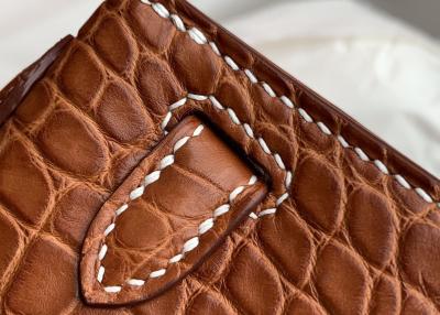 Cina Borsa quadrata della pelle del coccodrillo, borsa della pelle del coccodrillo di Brown giallastro in vendita